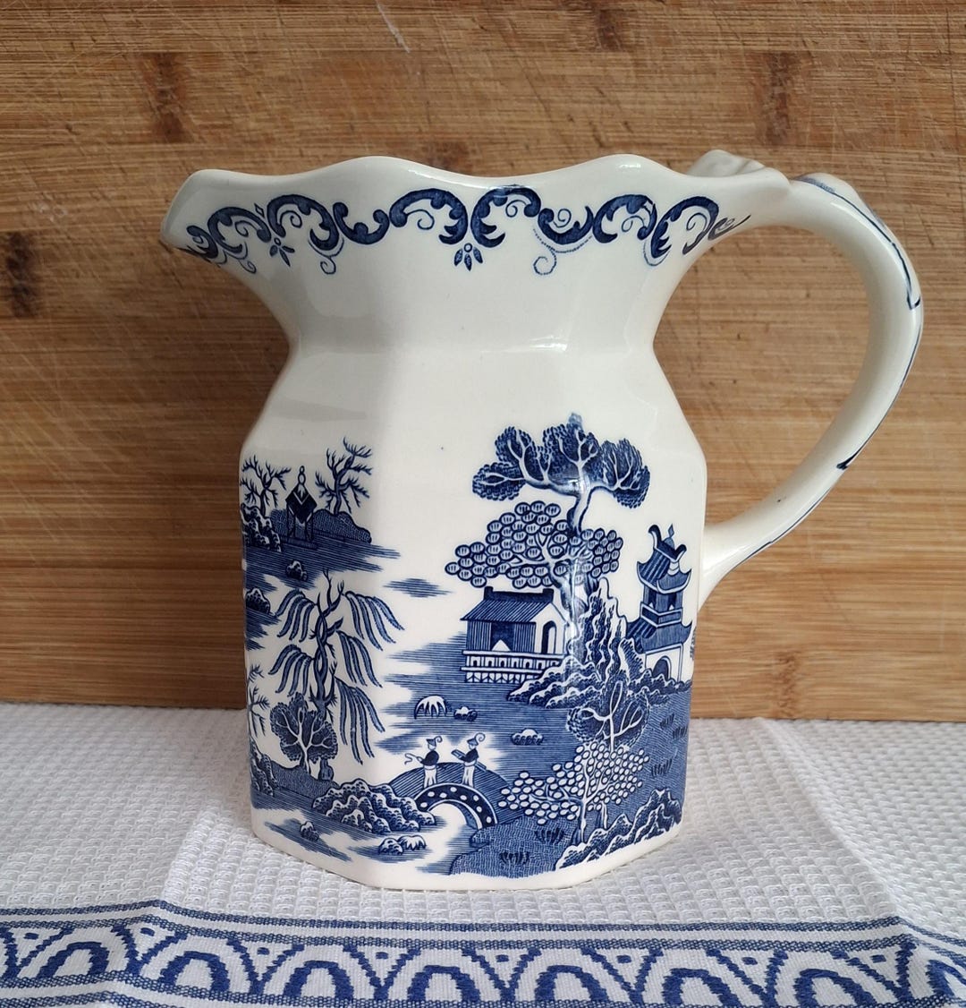 Masons Jug Blue & White Willow Pattern Made for Ringtons Limited - Etsy