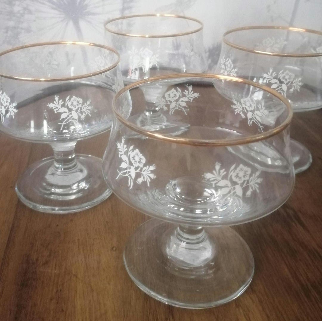 4 Vintage Dema Glass Dishes Sundae Glasses Footed Serving Glasses ...