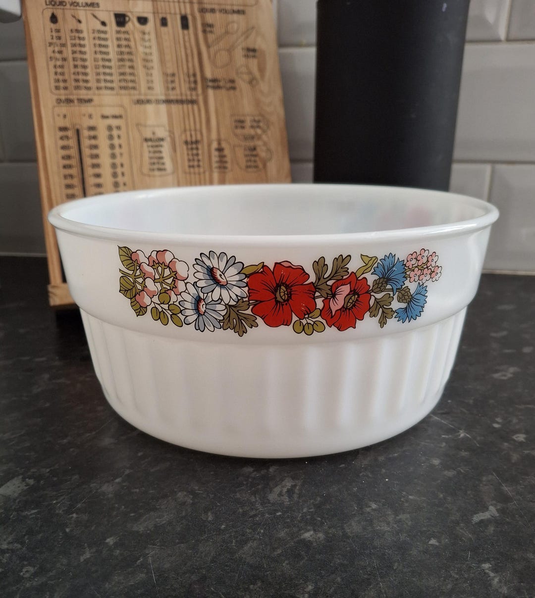 Vintage Pyrex Soufflé Dish Poppy Pattern 1980s Vintage Kitchen - Etsy
