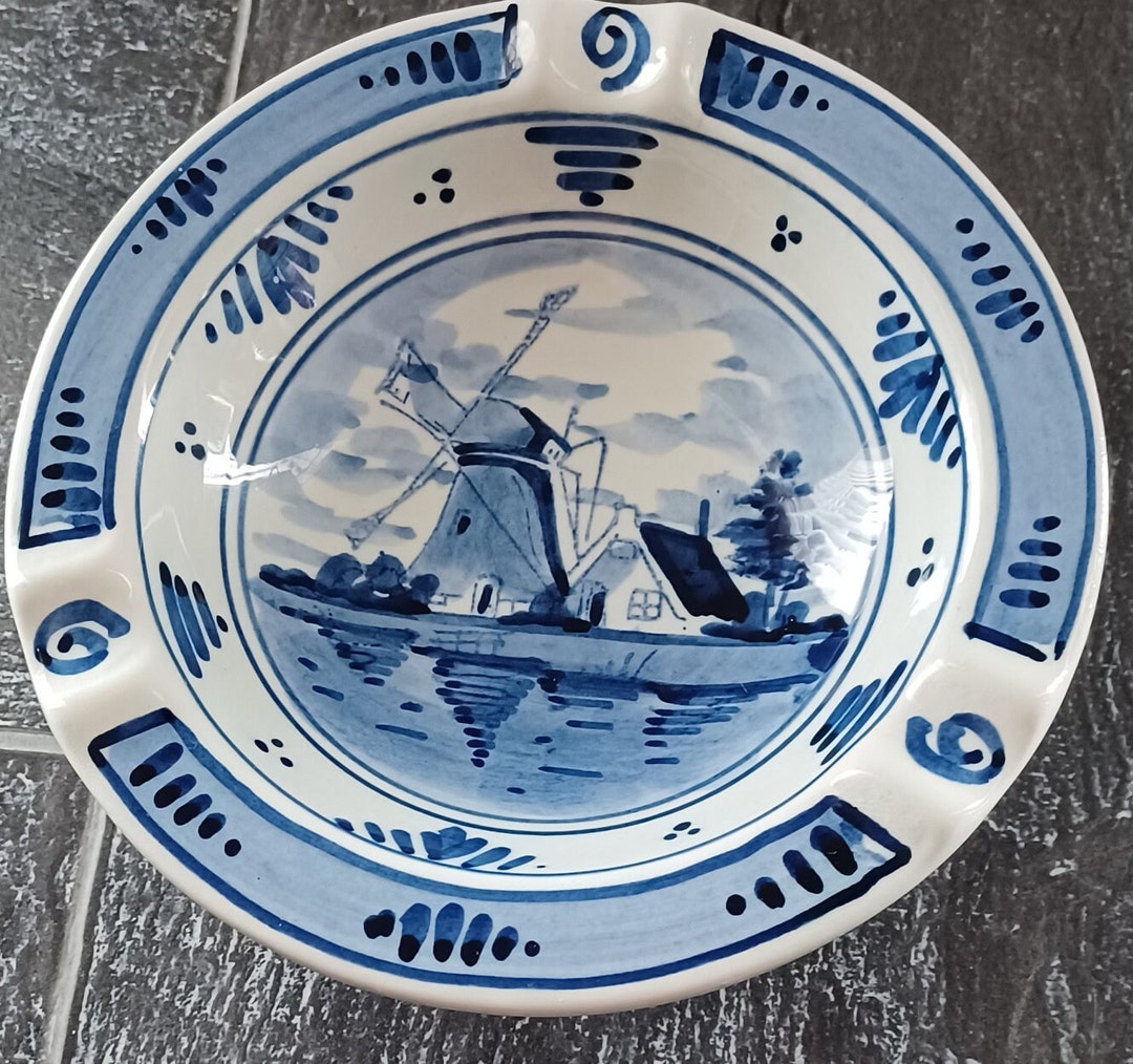 Vintage Holland Delfts Blue Ashtray Hand Painted Blue and White - Etsy