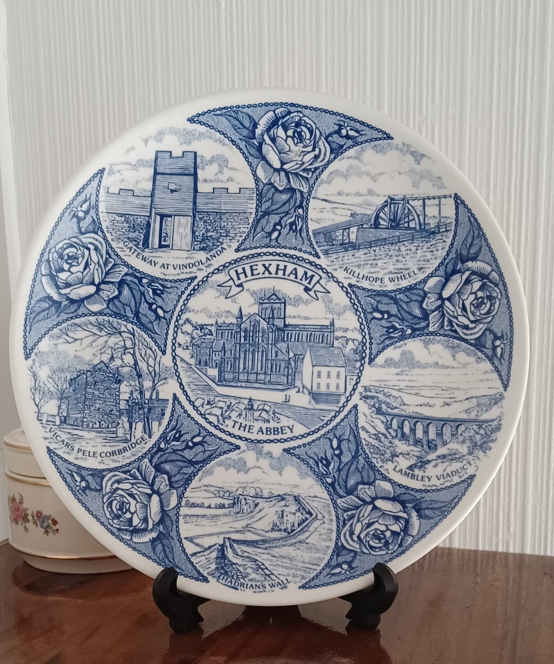 Collectable Plate Hexham Local Landmarks Blue and White Bone China ...