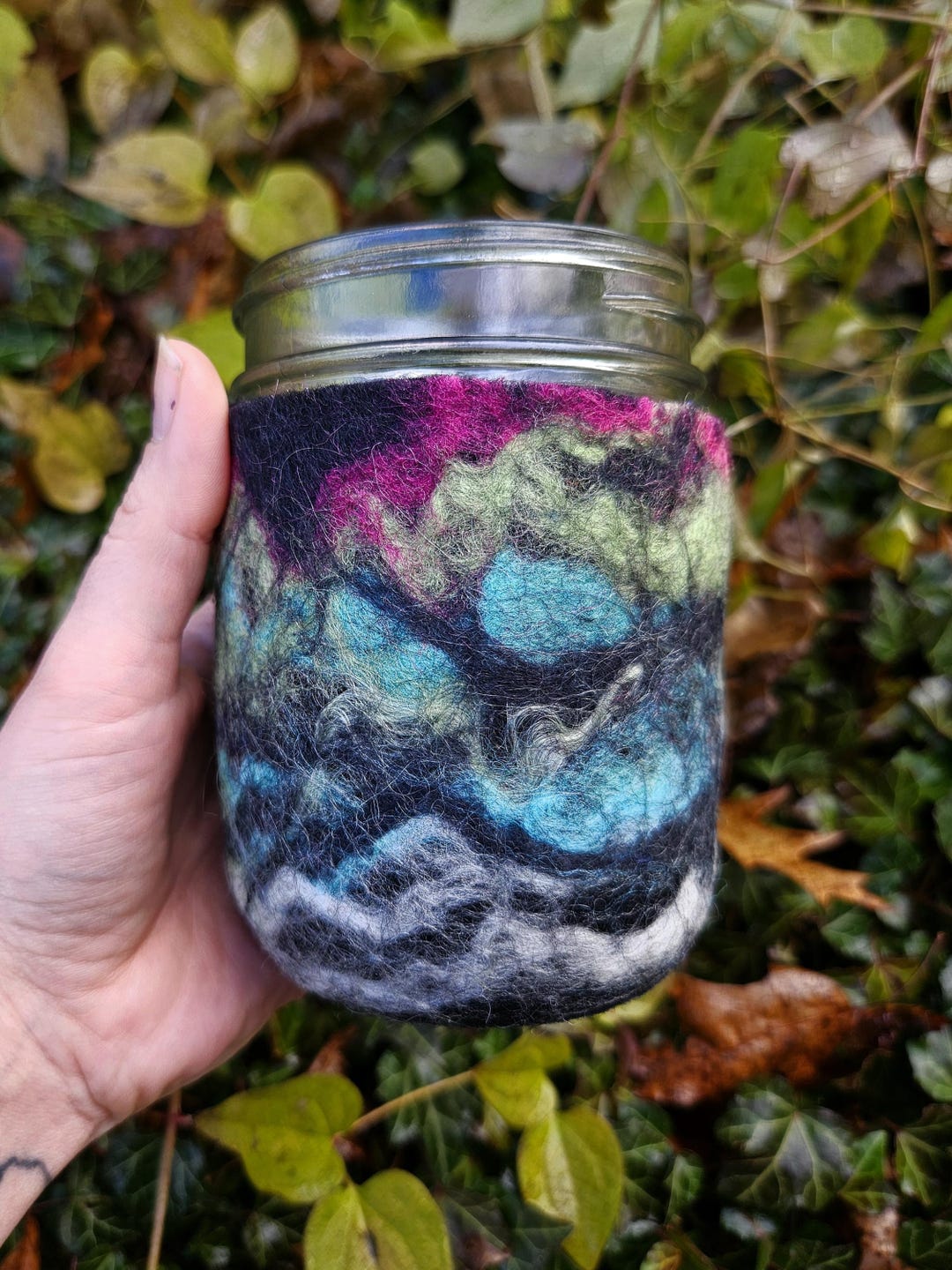 11:11 Northern Lights Wool Mason Jar Coozy - Etsy