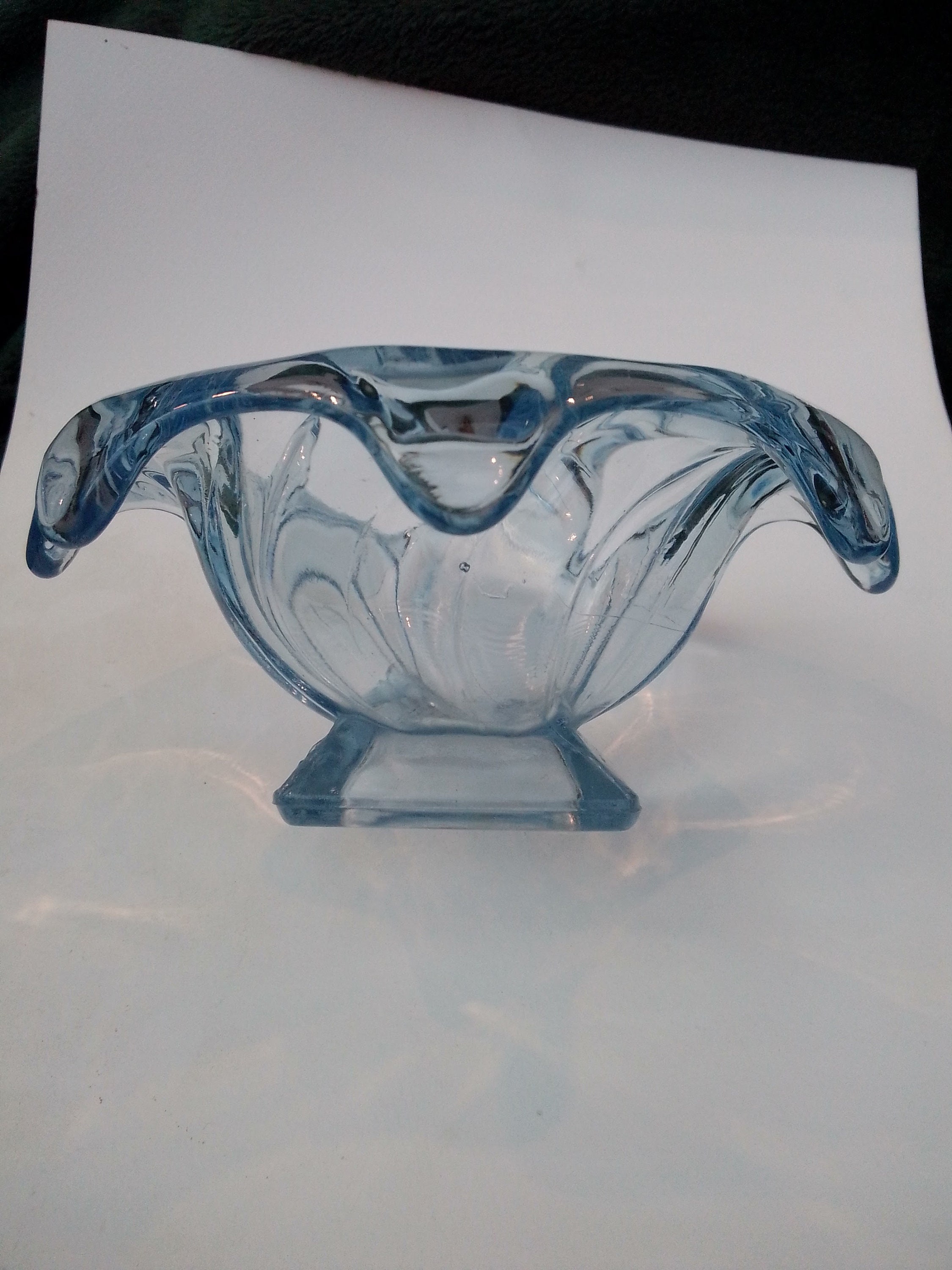Bagley Glass Art Deco 1930s Equinox Posy Vase Bon Bon Dish in Blue ...