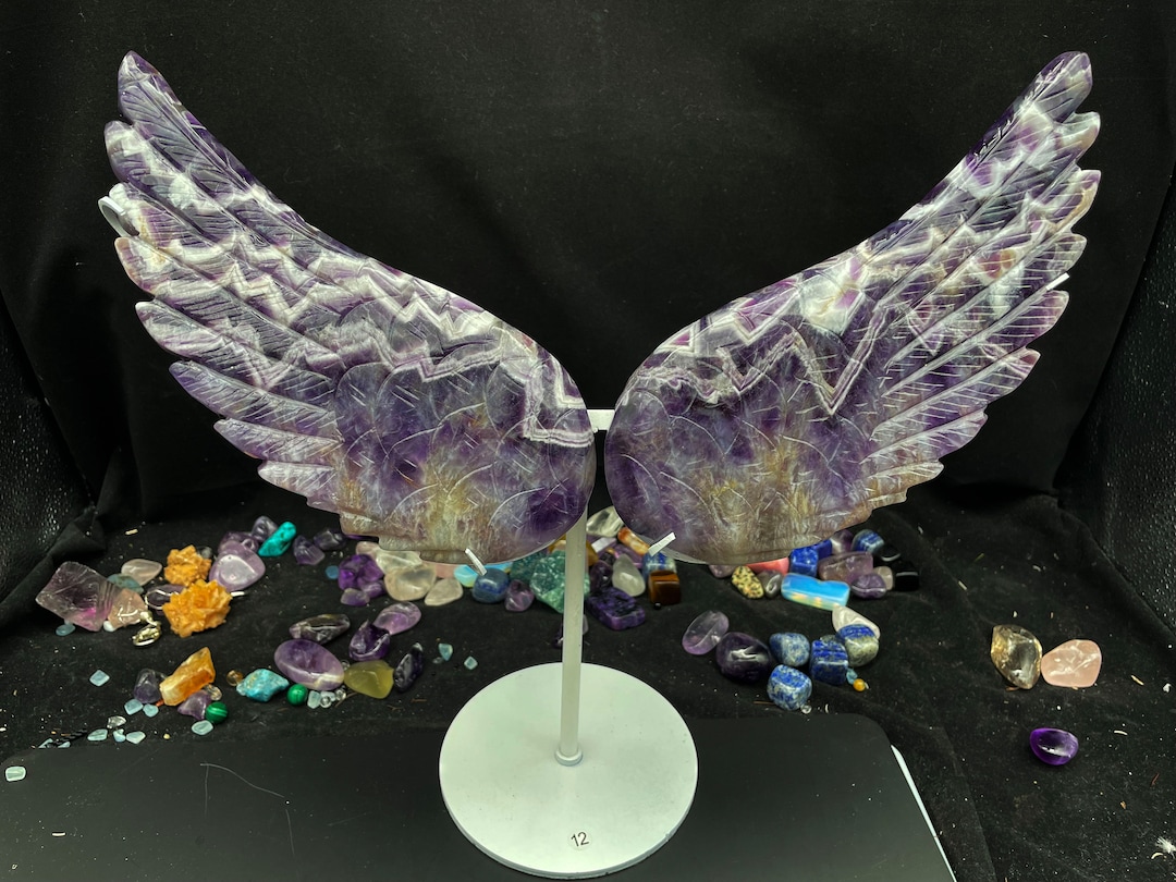 Amethyst Angel Wings, Crystal Carving, Housewarming Gift, Home Decor ...