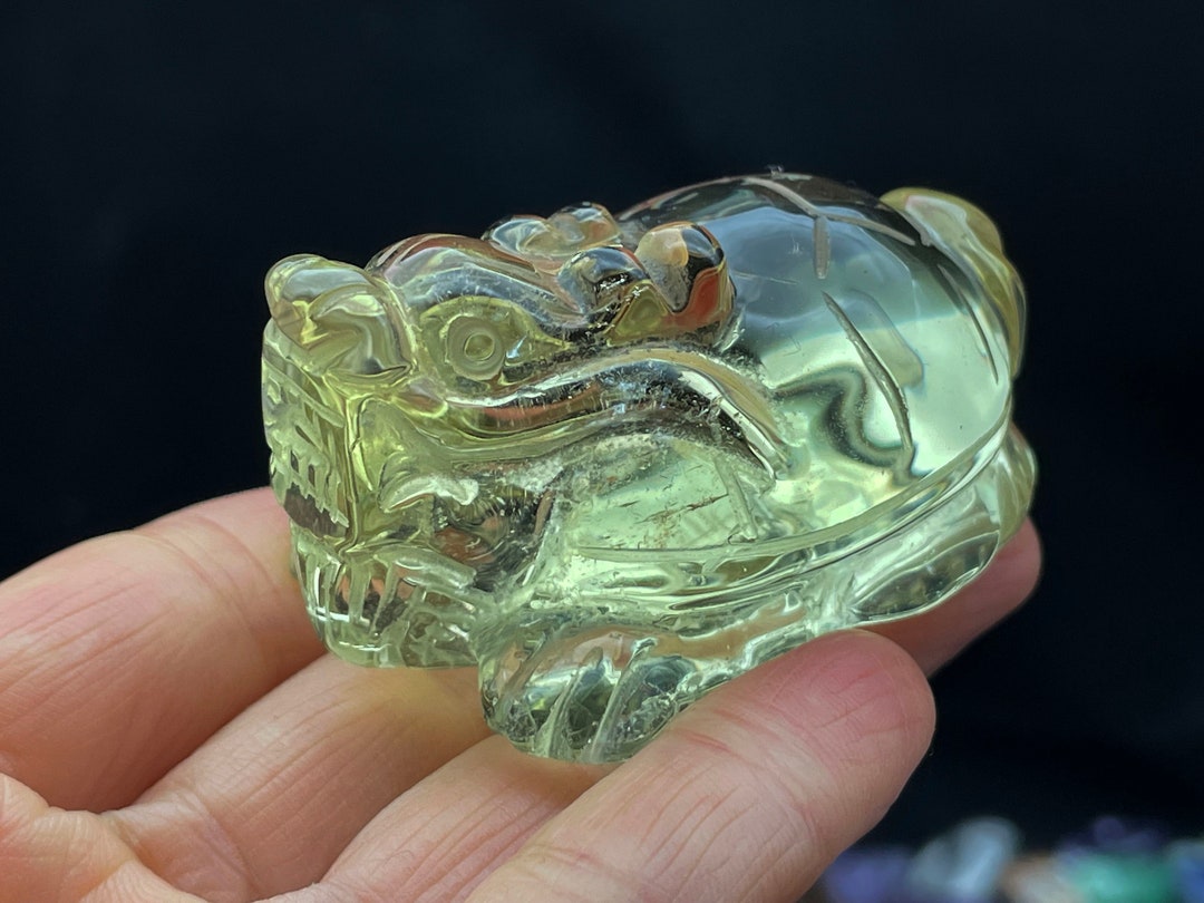 Citrine Crystal Dragon Turtle, Crystal Carved, Handmade Jewelry ...