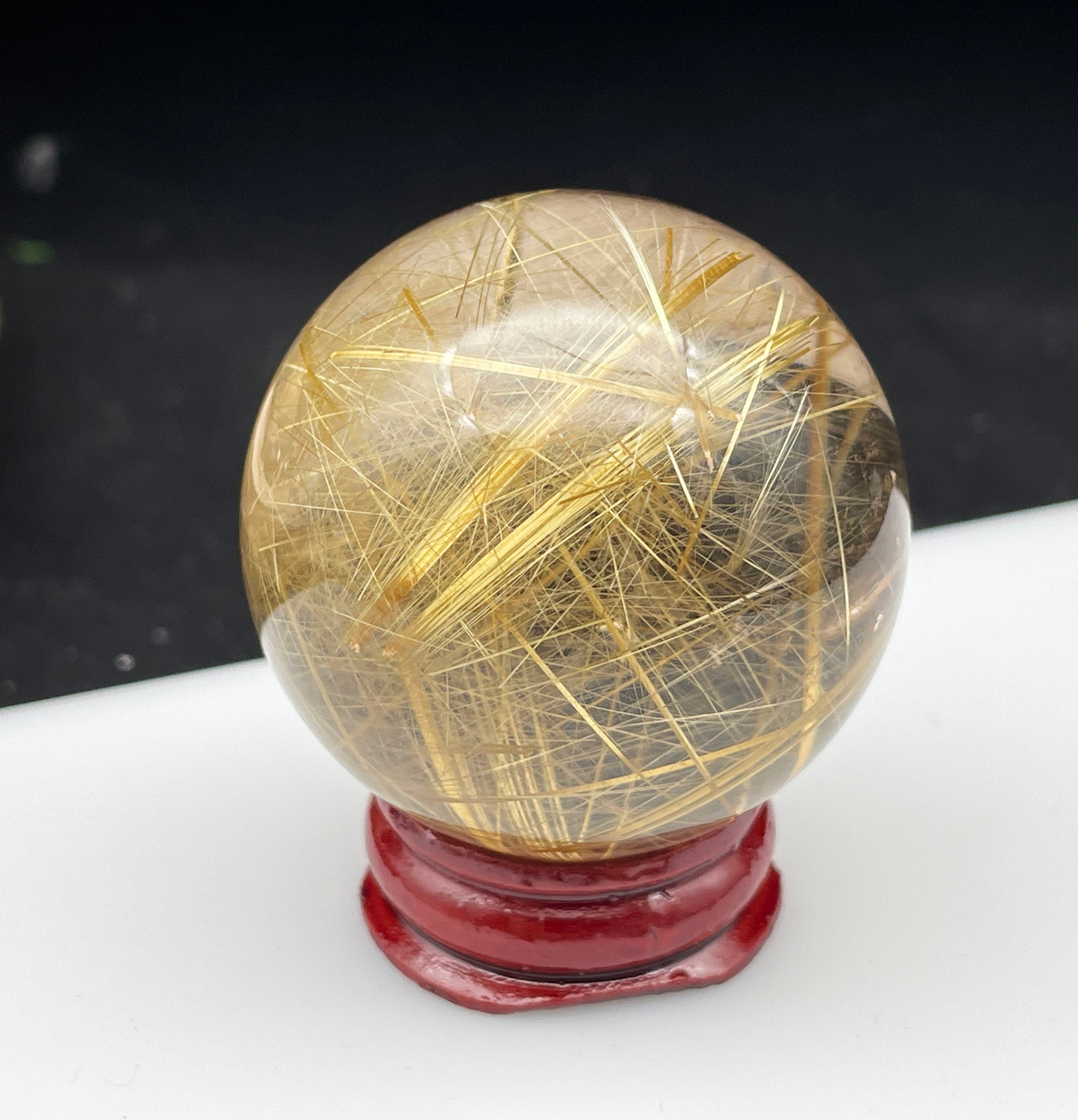 Gold Rutilated Quartz Crytal Shpere Ball Housewarming Gift | Etsy