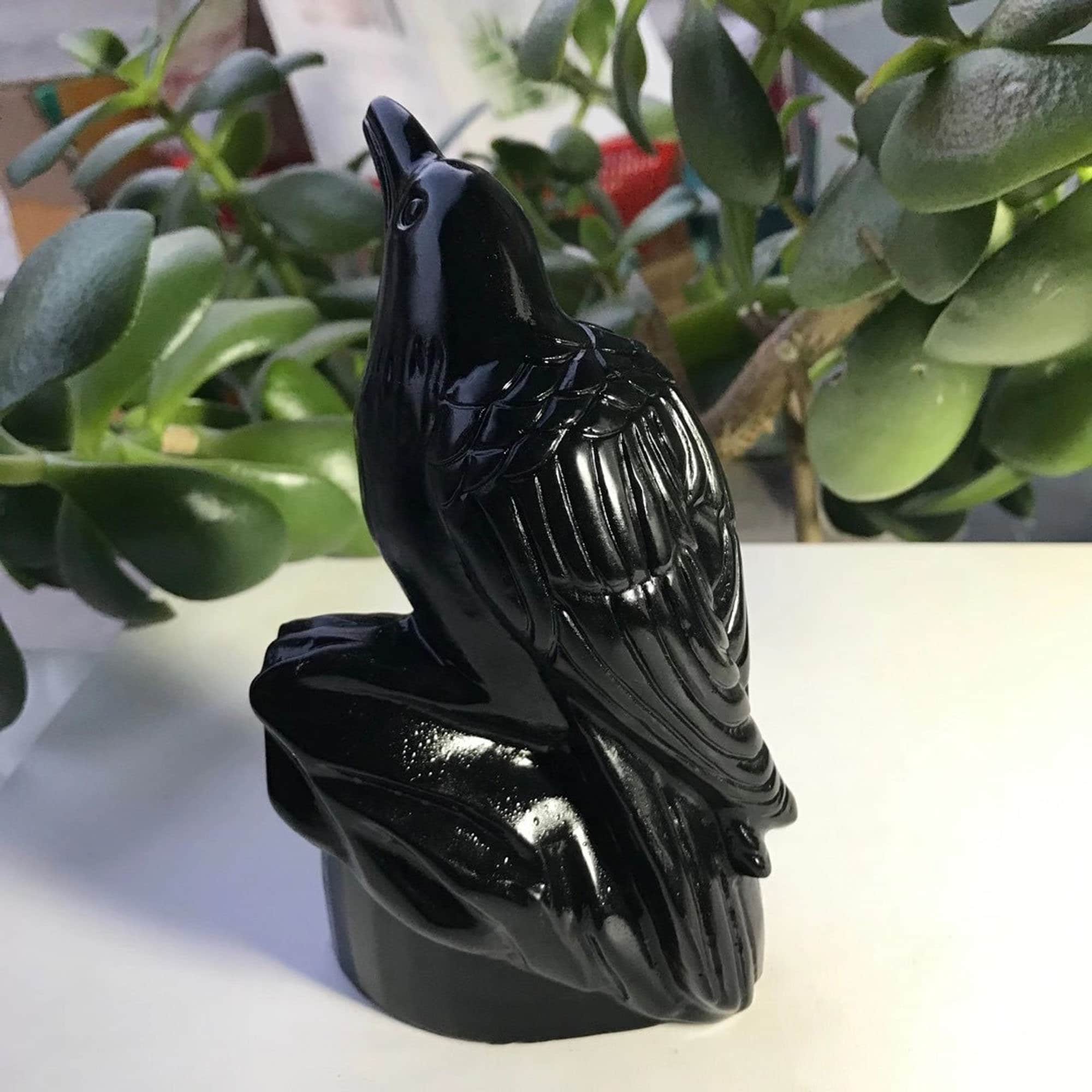 Handmade Obsidian Crystal Bird, Carved Stone Decor - Etsy