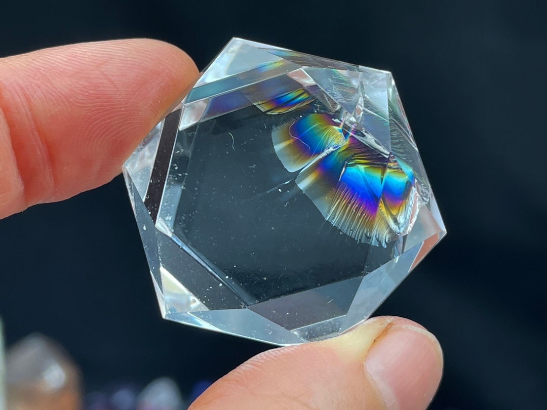 Natural Rainbow Quartz Crystal, Star of David, Faceted Crystal, Crystal ...