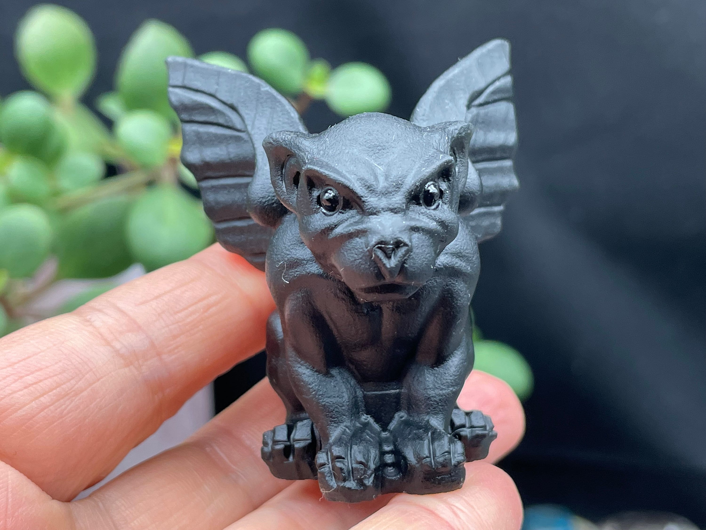 Natural Obsidian Crystal Gargoyle Hand Carved Housewarming - Etsy Australia