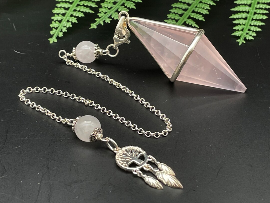 Natural Rose Crystal Pendulum Pendant ,reiki Healing, Silver 990 ...