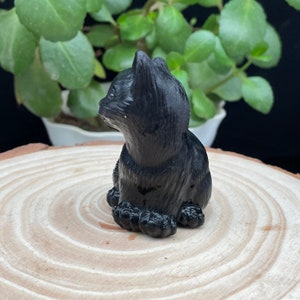 Obsidian Crystal Carved Cat ,carving Kitten Figurine ,housewarming Gift ...