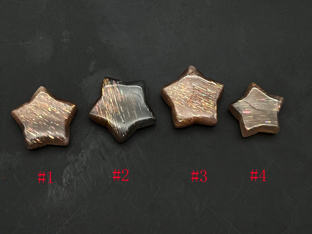 Rainbow Meteor Shower Sunstone Star, Carving Crystal, Handmade Jewelry ...