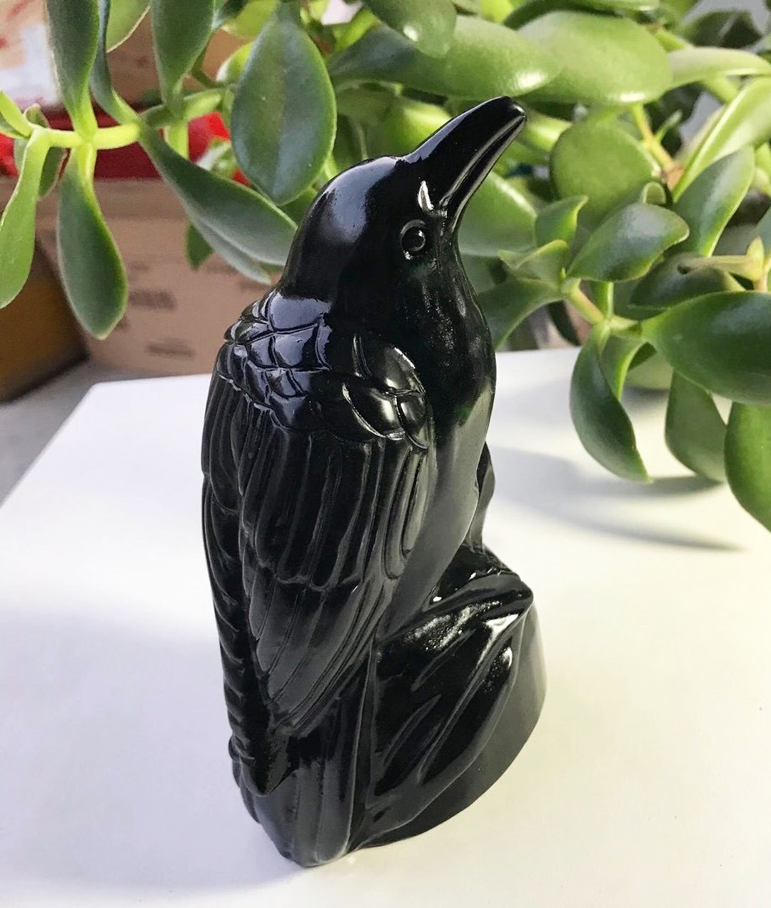 Handmade Obsidian Crystal Bird, Carved Stone Decor - Etsy