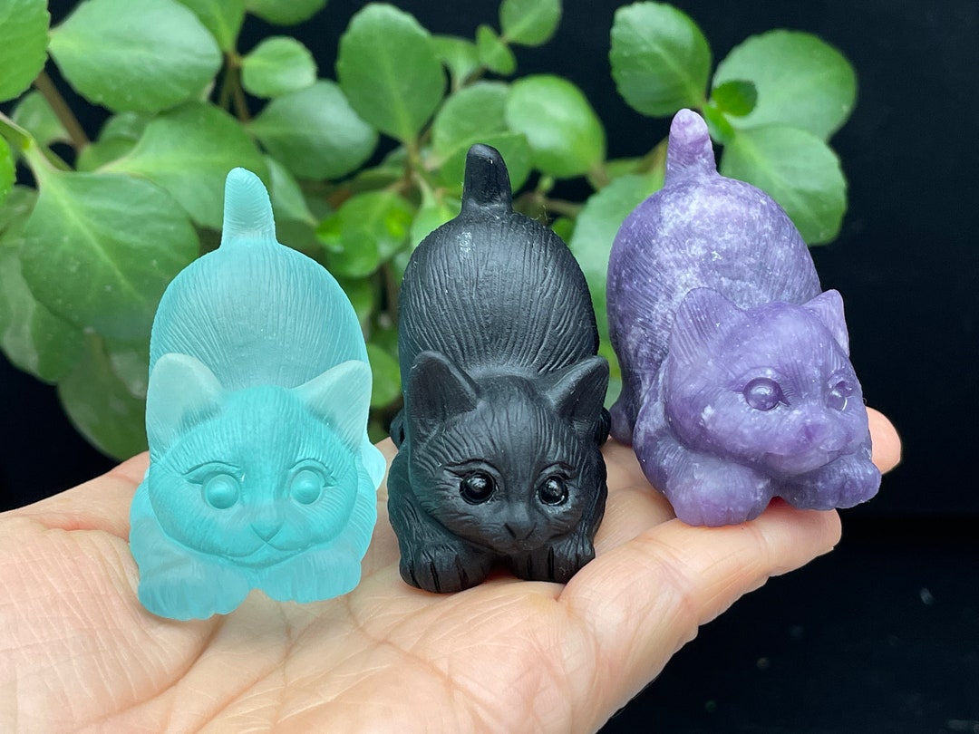 Crystal Carved Cat ,quartz Crystal ,carving Kitten Figurine ...