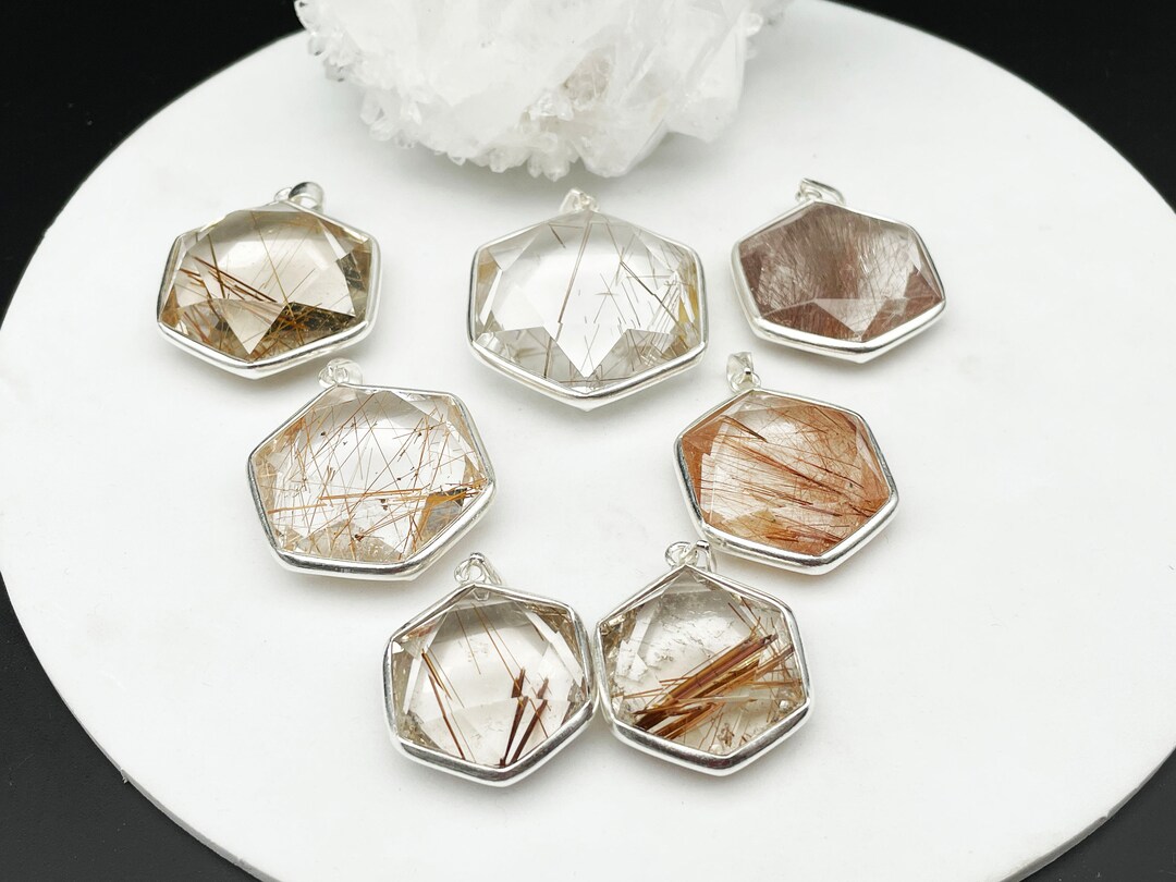 Gold Rutilated Quartz Crystal Pendant, Star of David Crystal Pendant ...