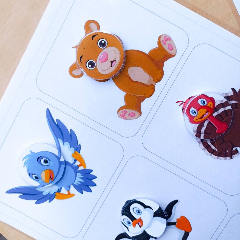 Faces of Animals Matching Cards Activity Match Game Toddler - Etsy