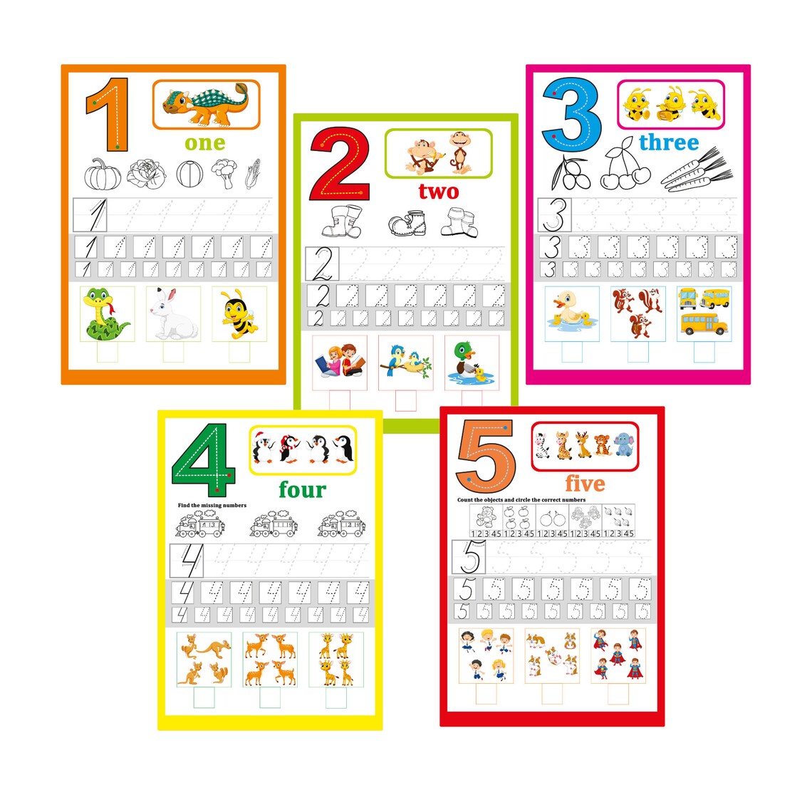 1-10 Number Tracing Worksheets, Kids Tracing, Handwriting Practice ...