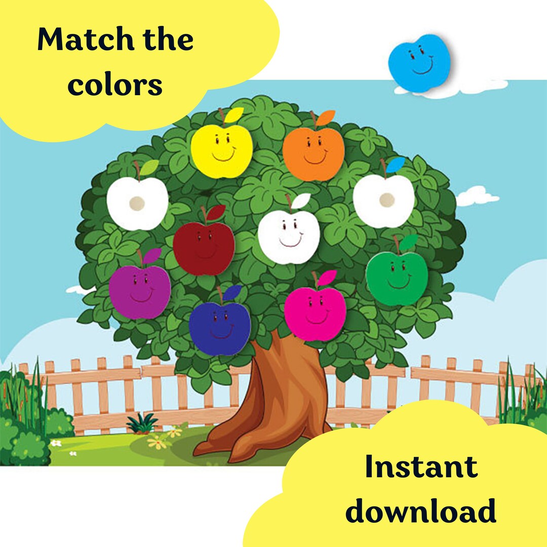Preschool Printables Activities, Apples Color Matching Game, Toddler ...