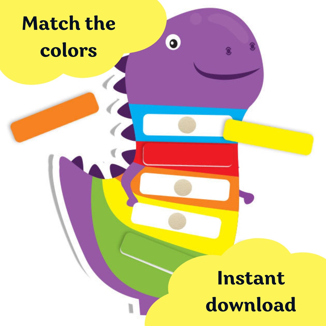 Funny Dinosaur Busy Book Colors Printable, Matching Cards Activity ...