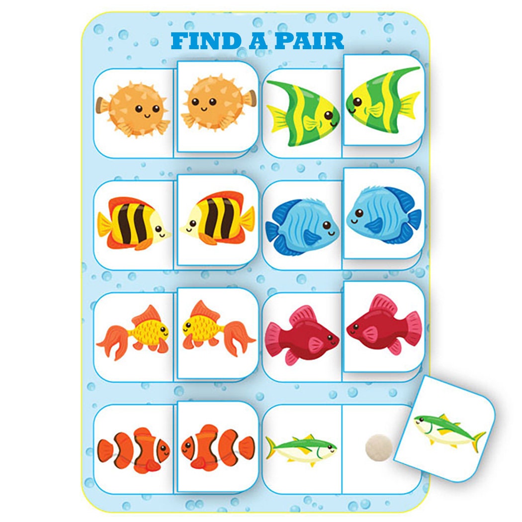 Match the Fish, Animal Matching Activity, Find a Pair, Montessori Game ...