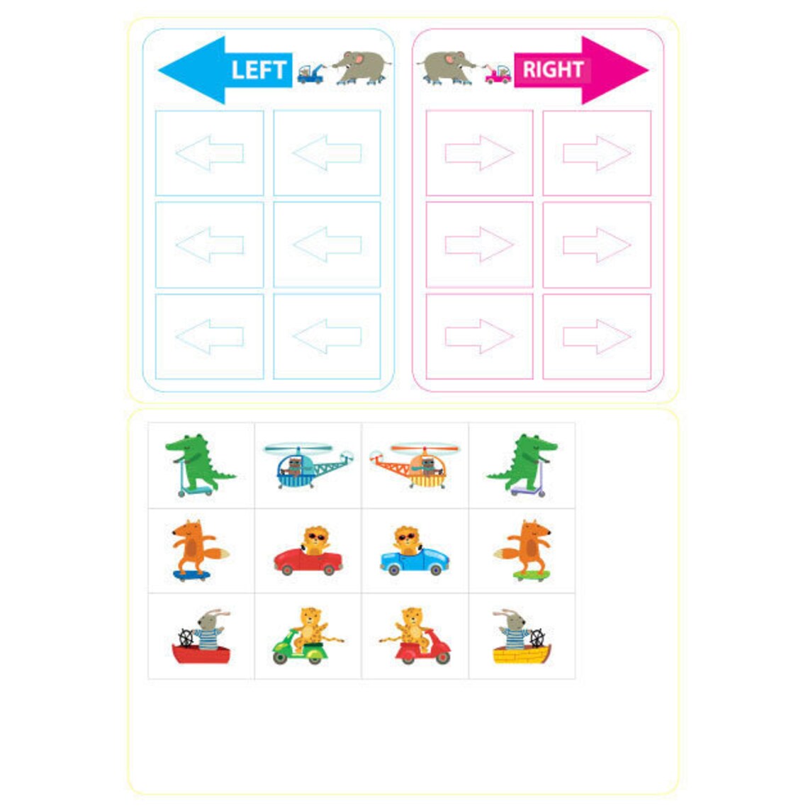 Left and Right Sorting Activity, Match Game, Toddler Learning Binder ...