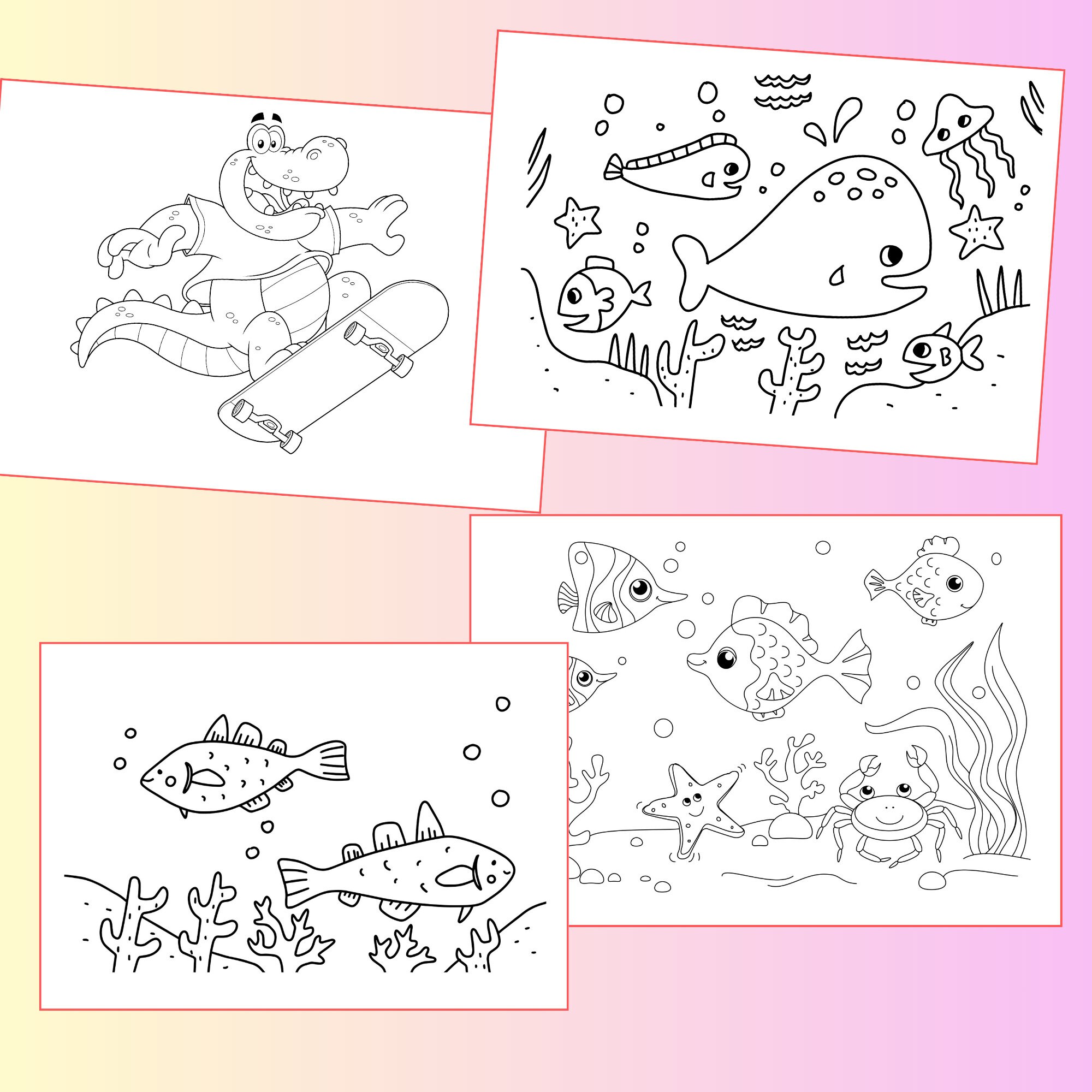 20 Animal Coloring Pages Bundle Kids, Printable Coloring Sheets ...