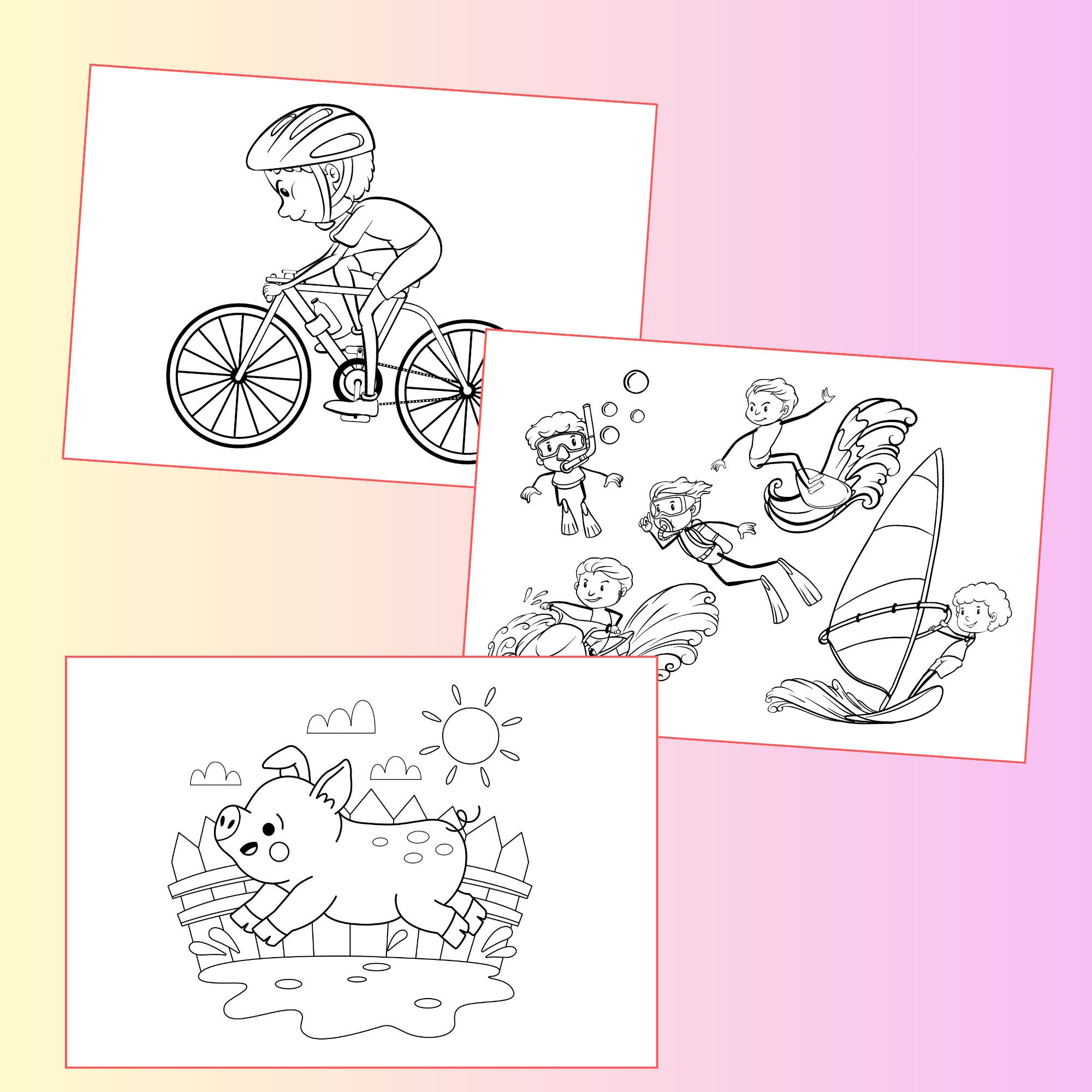 Printable 17 Activities Coloring Pages for Kids, Cute Art Sheets, Kids ...
