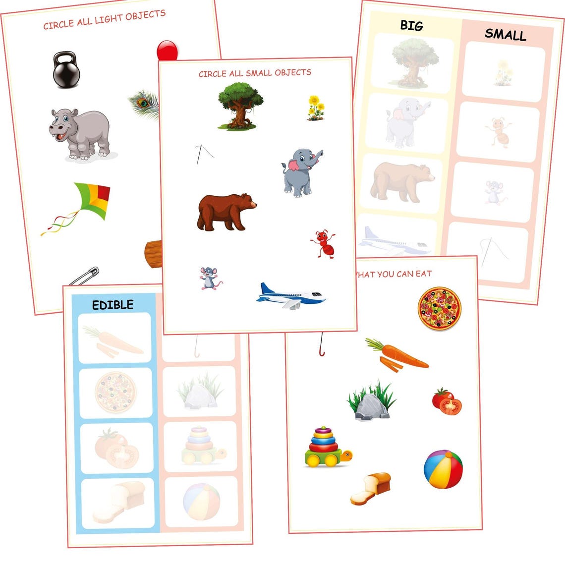 Opposites Matching Flashcards Printable, Preschool Memory Game, Special ...