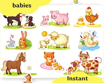 Animal Mom and Baby Matching Game | Toddler & Preschool Printable ...