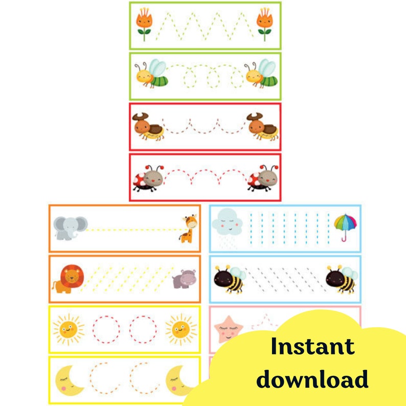 Trace Sheets Preschool Printable, Handwriting Practice, Graphomotor ...