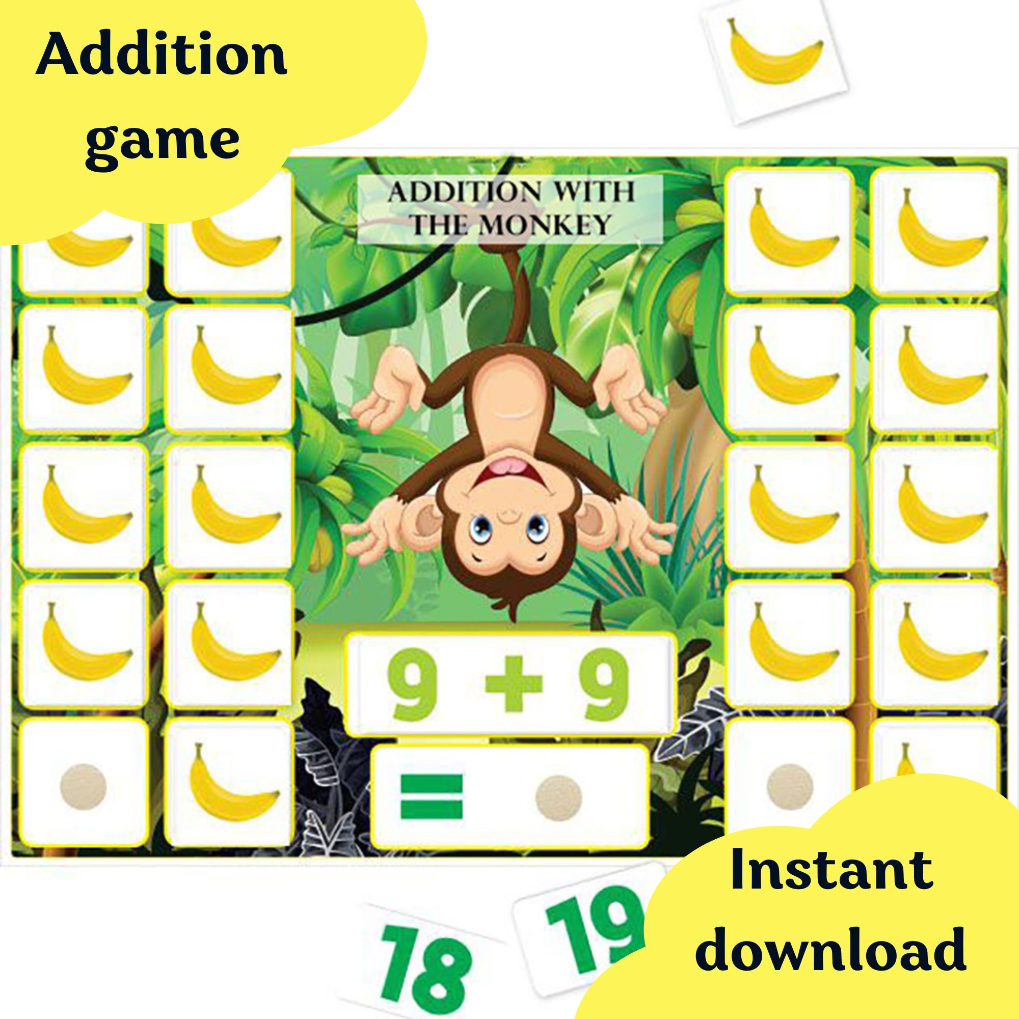 Addition Sums 1-20 Game, Preschool Math, Numbers Activity, Counting ...