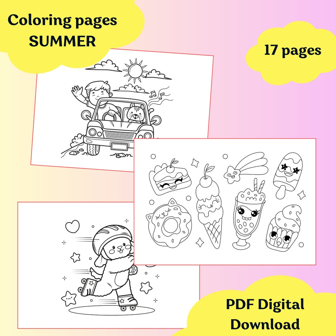 Printable 17 Activities Coloring Pages for Kids, Cute Art Sheets, Kids ...