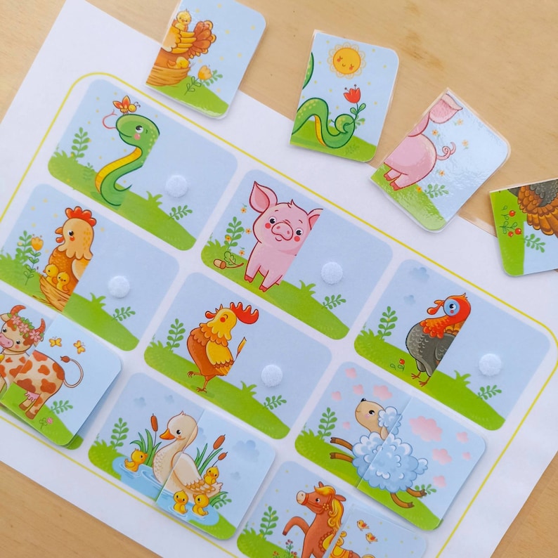 Find the Other Half, Tails of Animals, Matching Cards Activity, Match ...