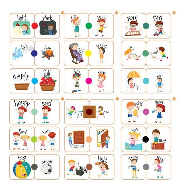36 Opposites Matching Flash Cards, Pairing Cards, Preschool Memory Game ...