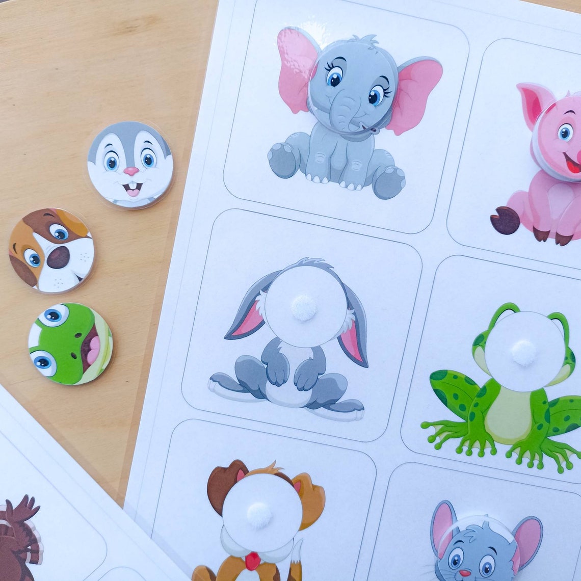 Faces of Animals Matching Cards Activity Match Game Toddler - Etsy