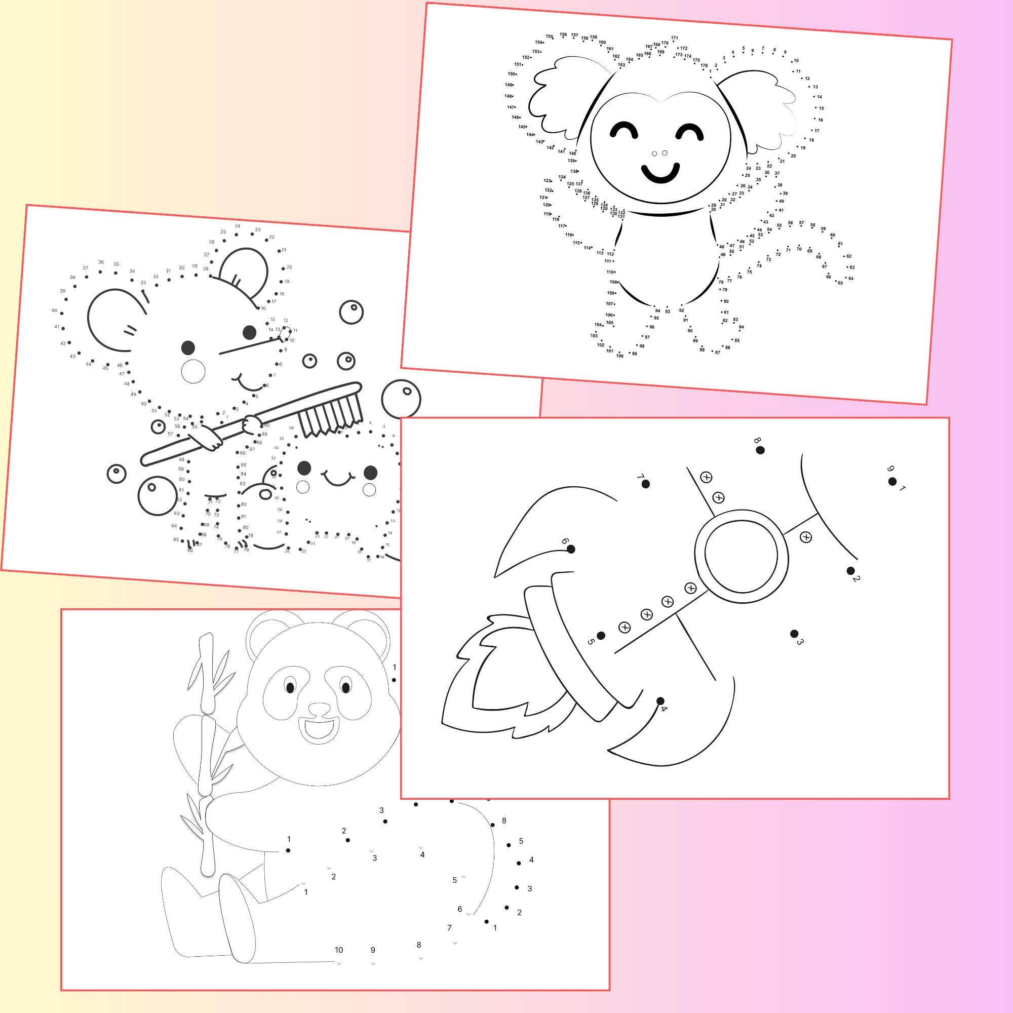 28 Coloring Pages Dot-to-dot for Kids, Printable Activity Sheets Set ...