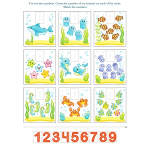 Counting Practice Activity Printable, Marine Animals, 1 to 9 Counting ...
