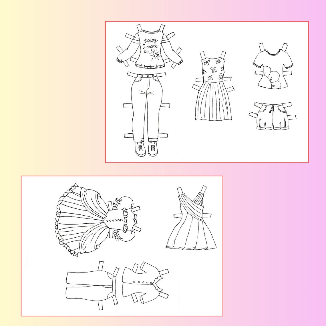 Paper Doll Template, Printable Dress up Paper Doll, Outfit for the Doll ...