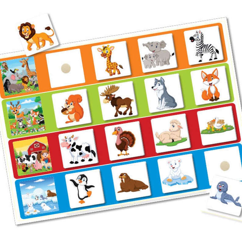 Animals Habitats Preschool Printables, Matching Cards Activity, Toddler ...