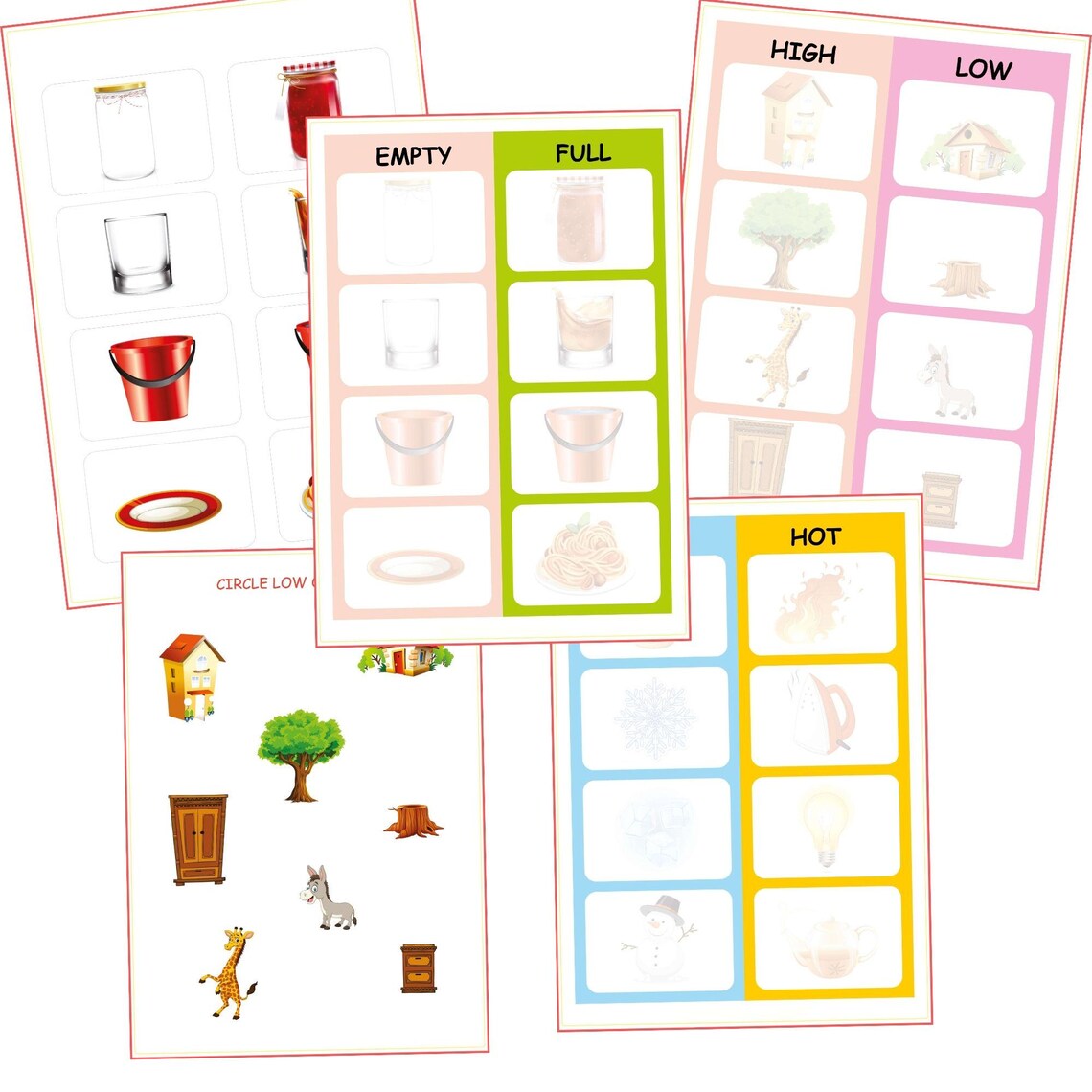 Opposites Matching Flashcards Printable, Preschool Memory Game, Special ...