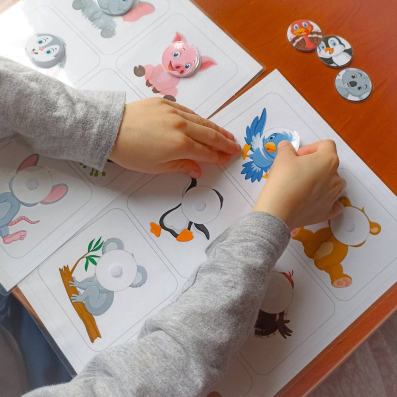 Faces of Animals Matching Cards Activity Match Game Toddler - Etsy