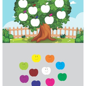 Apples Color Matching Game, Matching Cards Activity, Toddler Learning ...