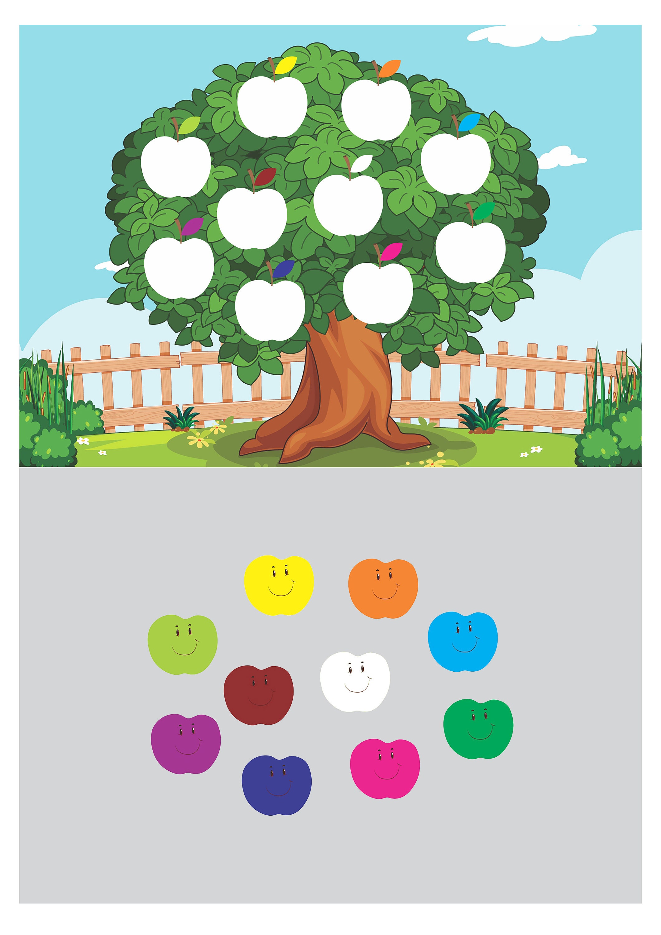 Apples Color Matching Game, Matching Cards Activity, Toddler Learning ...