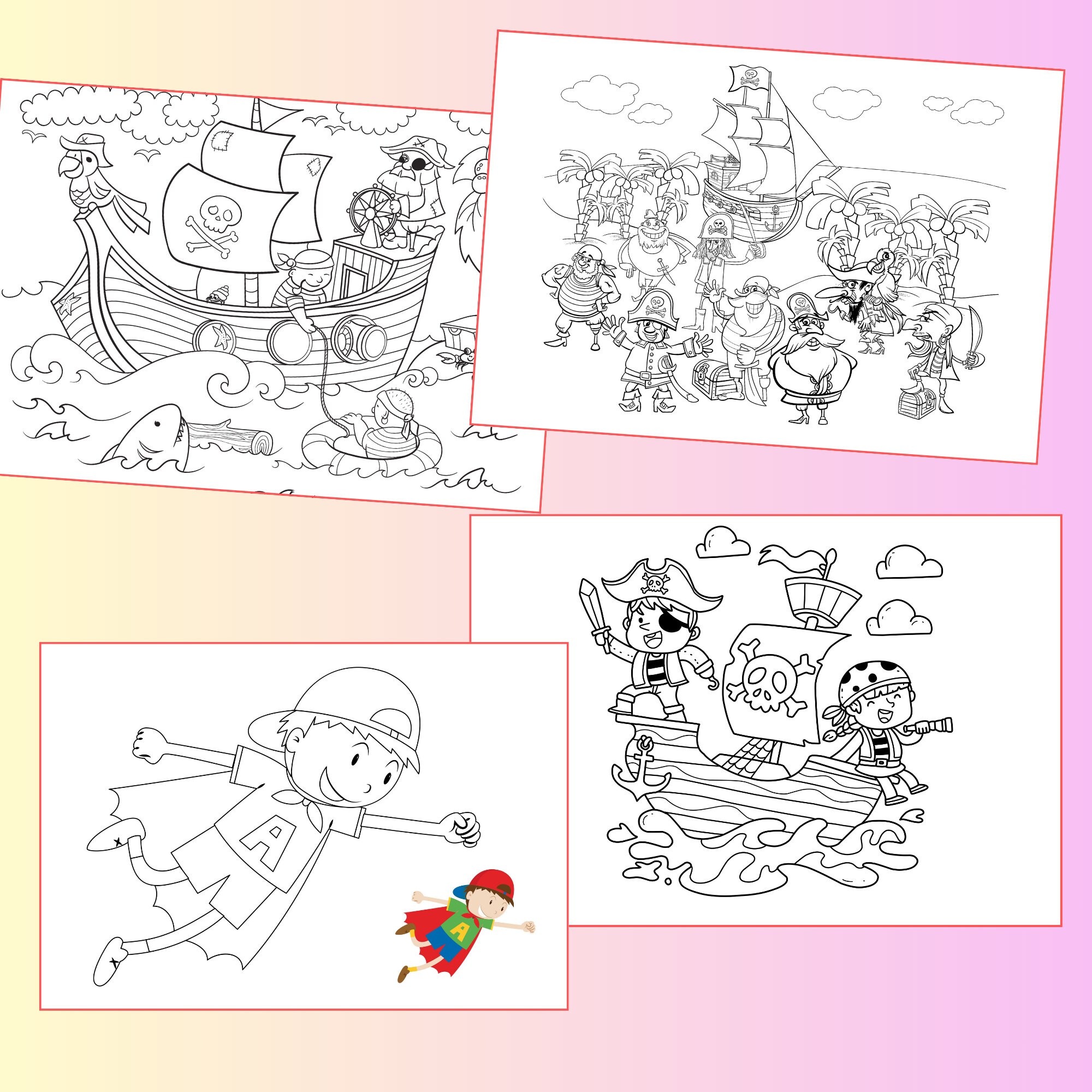 18 Coloring Pages for Boys, Fun Activity Sheets, Printable Kids ...