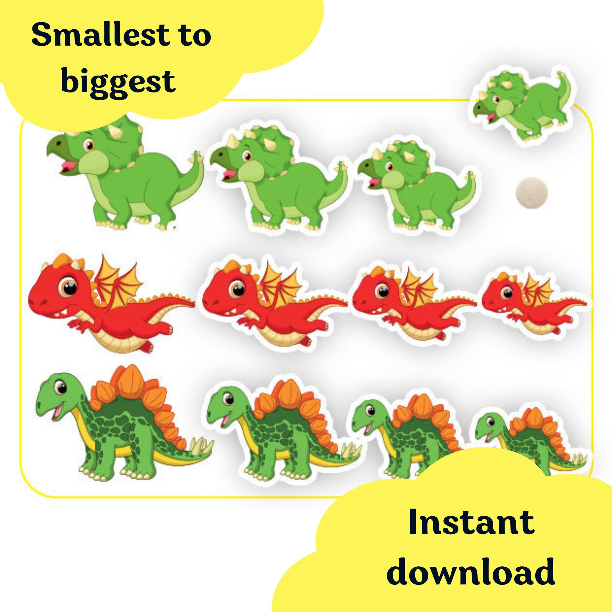 Dinosaurs Preschool Printables, Smallest to Biggest Activity, Toddler ...