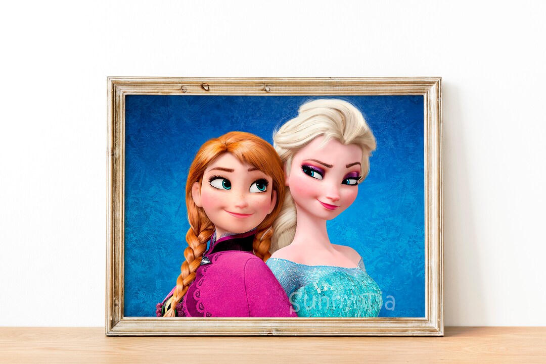 Sisters Elsa and Anna Princeses Poster, Frozen Printable Picture, Wall ...