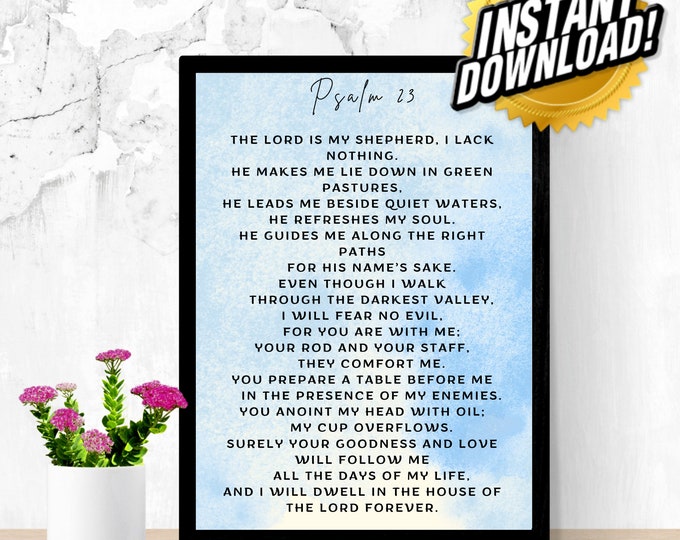 Psalm 23 Poster Bible Verse Art Scriptural Motivation Religious Gift ...