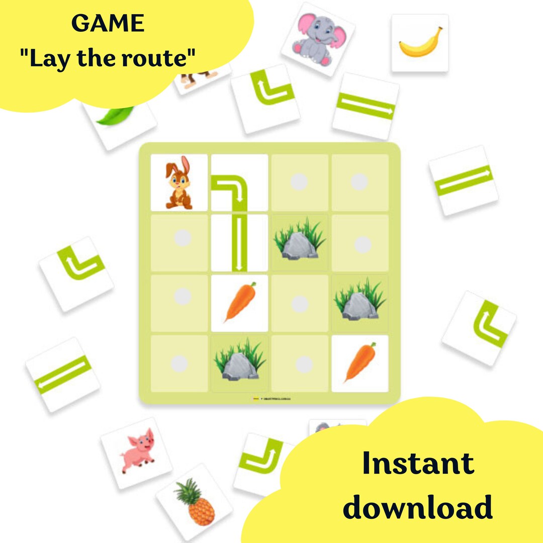 Printable Kids Activity, Logic Game Lay a Route, Practice Activity ...