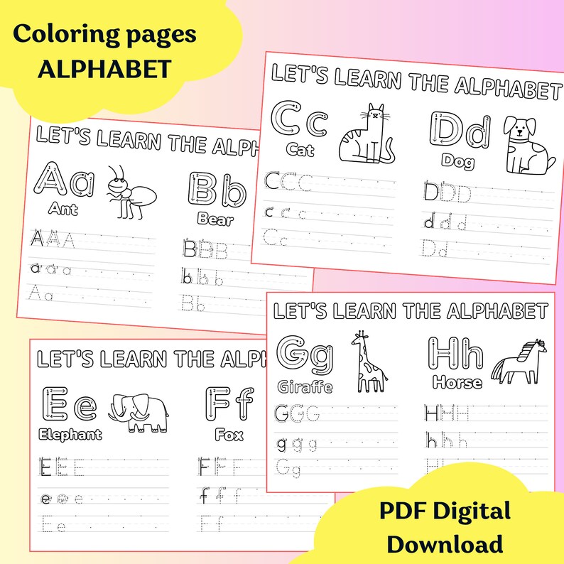 Alphabet Coloring Pages for Kids, Letter Writing Practice Sheets, Trace ...