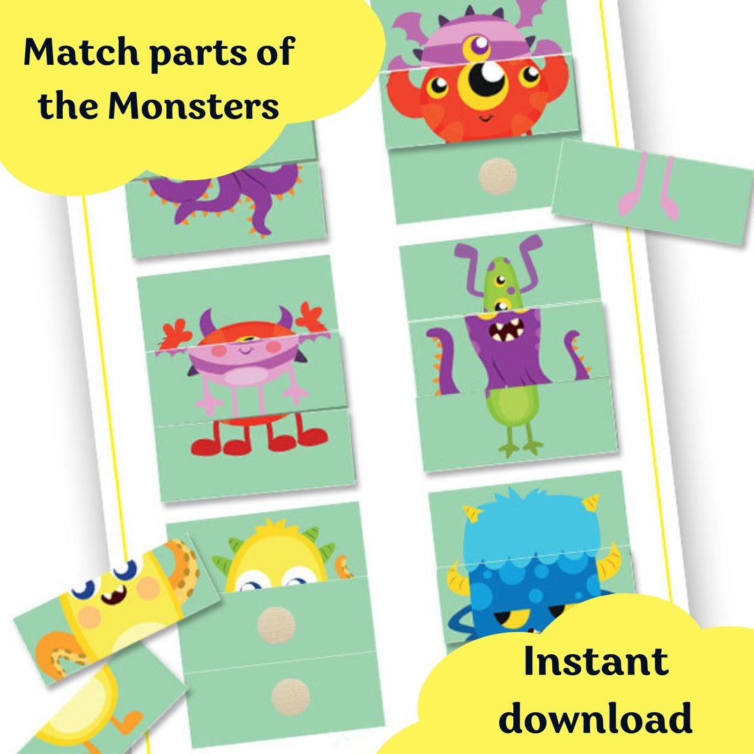 Preschool Printable Activities, Monster Worksheets, Matching Cards ...